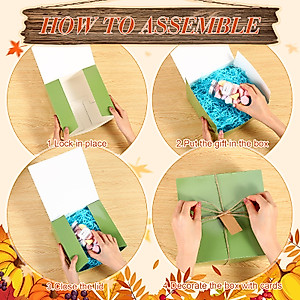 Lincia 12 Set 8'' x 8''x 4'' Fall Gift Boxes Thanksgiving Square Cardboard Box with Lid Bulk Bridesmaid Proposal Gift Box with Jute Rope and Tag for Women Gift Wrapping