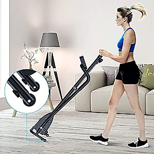 GYMAX Folding Treadmill, Electric Motorized Running Machine with 12 Preset Programs & LCD Monitor, Compact Home Gym Running Treadmill for Small Space, Cardio Training Fitness Equipment