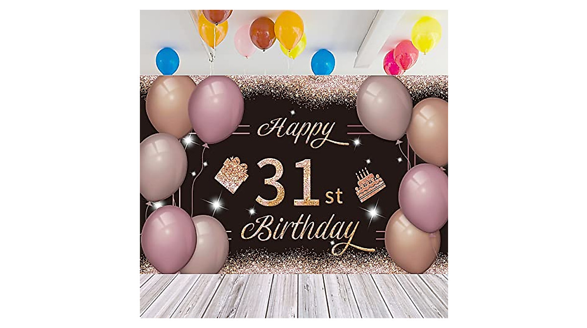 31st Birthday Backdrop Banner Black Pink Decorations & Supplies