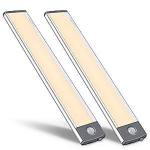 30-LED Motion Sensor Cabinet Light,Under Counter Closet Lighting, Wireless USB Rechargeable Kitchen Night Lights,Battery Powered ,Uniform Light for Wardrobe,Cupboard（Warm Light）-2Pack