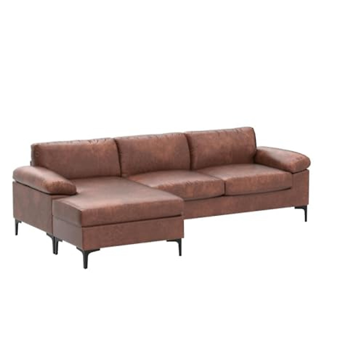XIZZI Convertible Sectional Sofa Couch L Shaped Sofa 3-Seat Couch with Reversible Chaise for Living Room,L Shaped 97 inches Dark Brown