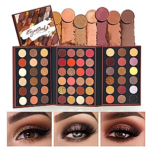 Eyeshadow Palette Glitter Pro 60 Colours Matte Shimmer Eye Shadow All In One Makeup Palette High Pigmented Metallic Colour Eye Shadow Powder Easy To Blend Sparkle Glitter Eyeshadow Pallet Brown