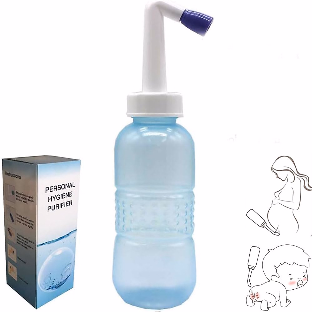 Portable Hand-held Personal Bidet Large Capacity for Personal Hygiene Patient Pregnant Women Cleansing Postpartum Clean Anal Cleaner Compact Travel Bidet 16 oz/450ml