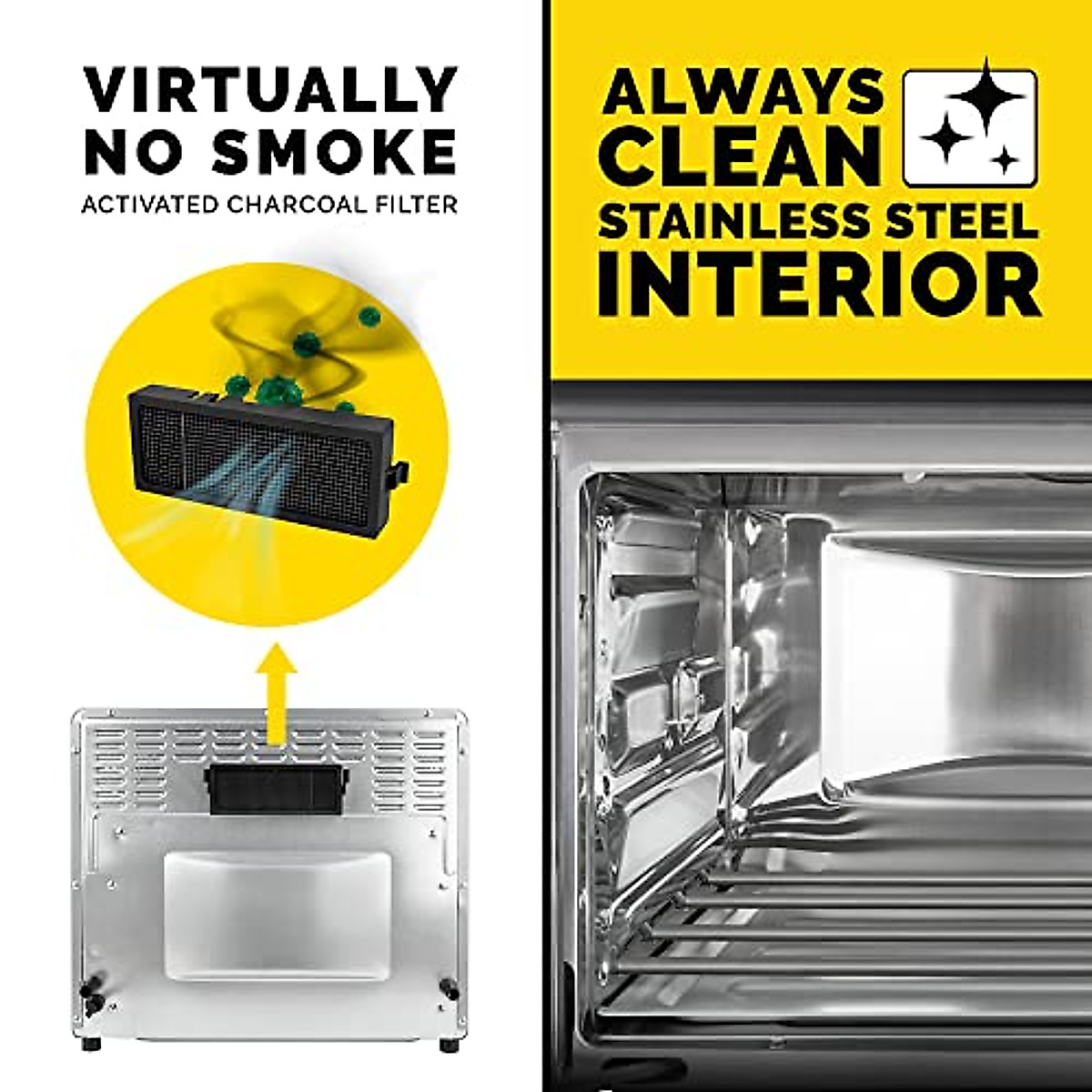 Kalorik MAXX Air Fryer Oven Grill Deluxe AFO 51041 SS |26 Quart Digital Smokeless Indoor Grill & Air Fryer Oven Combo - Always-Clean Interior, 12 Accessories, BBQ, Rotisserie| 1700W | Black & Stainless Steel