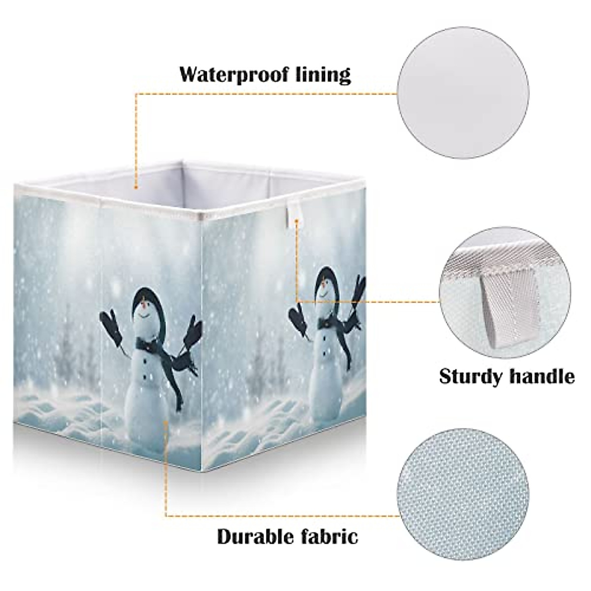Kigai Christmas Snowman Rectangular Storage Bins - 16x11x7 In Large Foldable Storage Basket Fabric Storage Baskes Organizer for Toys, Books, Shelves, Closet, Home Decor