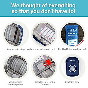 Auvi Q Case, Travel Medical Bag – Small Medication Organizer Insulated Medicine Bag “Kate” Purple Mini Medic Pouch: Asthma Inhaler Case for (Small EpiPens), Allergy Meds, Nasal Sprays or More