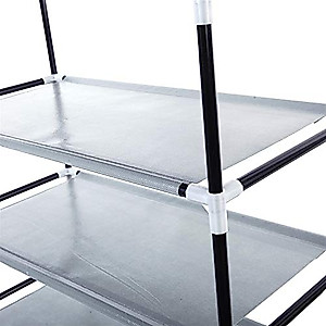 NC 10 -Tiers 9 Lattices Fashionable Room-Saving Non-Woven Fabric Shoe Rack Shoerack Storage Organizer Coffee (Gray)