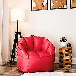 Big Joe Milano Bean Bag Chair, Red Smartmax, 2.5ft & Bean Refill 2Pk Polystyrene Beans for Bean Bags or Crafts, 100 Liters per Bag