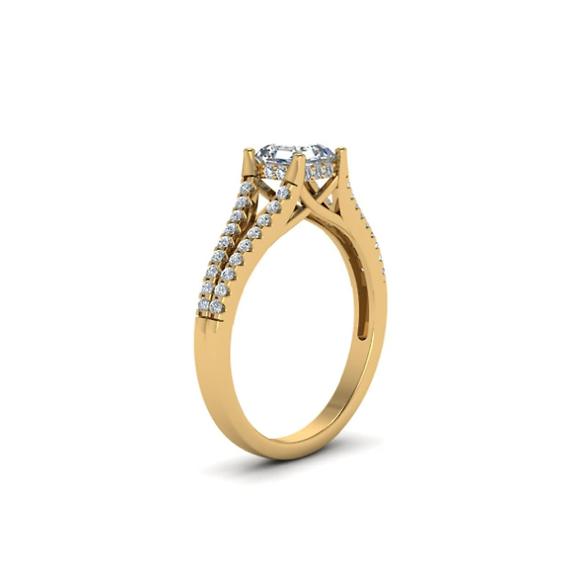 Rosie Collection Split Shank Asscher Shape Simulated Diamond 14K Yellow Gold Over 925 Sterling Silver Engagement Ring 6