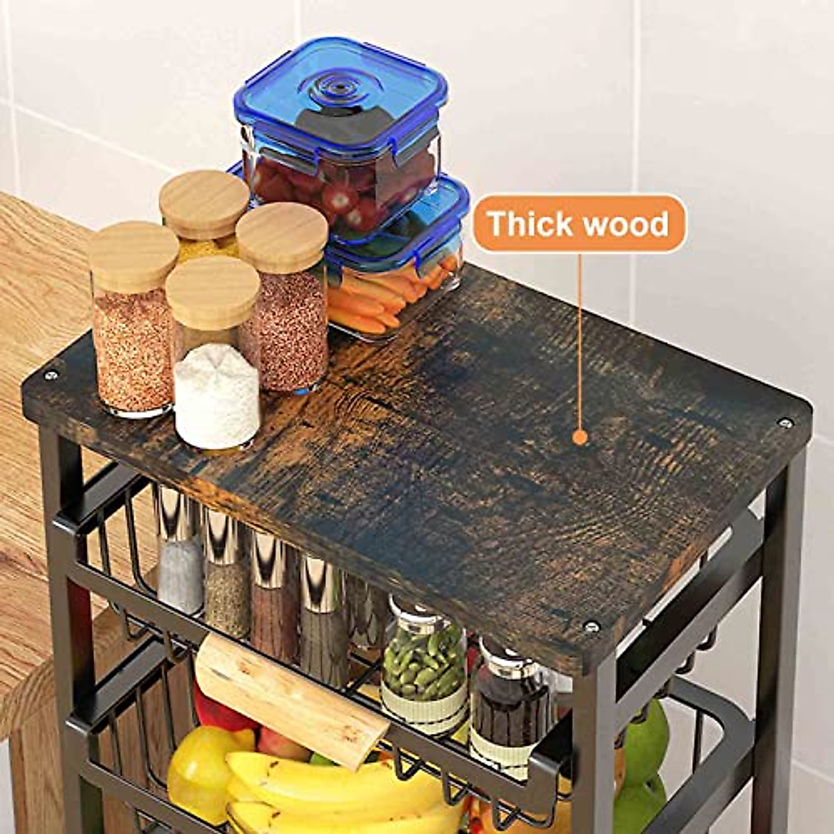 Household Vegetable Storage Trolley, Large Storage Multi-Layer Kitchen Gap Storage Basket, for Bathroom Bedroom,6 Tier