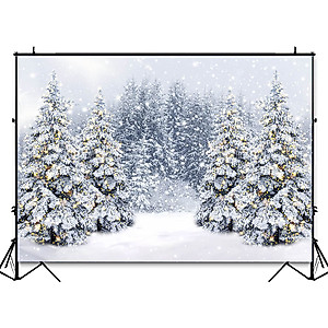 Avezano Winter Scene Backdrop Wonderland Snowflake Photography Background Bokeh Glitter White Snow Forest Christmas Party Holiday Photo Backdrop Photoshoot Studio Props (10x7ft)