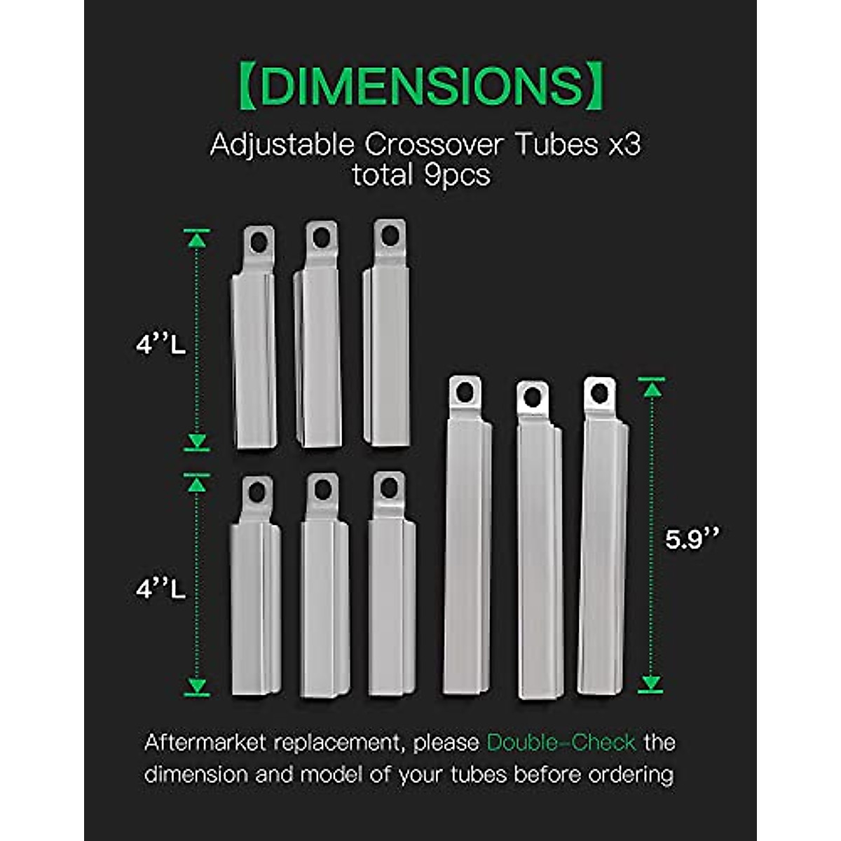 Dtong Universal Crossover Tubes,Replacement for Charbroil Advantage 463344116,463241113,463449914,Nexgrill 720-0830h and Others Most Grills Crossover. Adjust from 5in to 8in(3-Pack),6.18x2.4x2.13 in