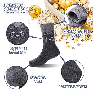 DYW Kids Merino Wool Hiking Socks Toddlers Boys Girls Winter Warm Thick Thermal Soft Cozy Crew Boot Socks 6 Pairs (6 Pairs Cat A, 8-12 Years Old)