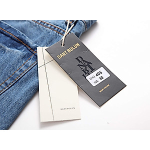 DANT BULUN Men's Ripped Distressed Destroyed Slim Fit Straight Leg Denim Jeans(W34,Blue)