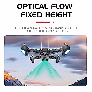 Lozenge Drones with Camera for Adults 4K Quadcopter Helicopter RC Drones for Adults Optical Flow Positioning Dual Cameras UAV (2 Battery&1080P WiFi Camera, Black)