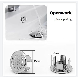 12 Pieces Sink Overflow Ring, Sink Overflow Ring Set Bathroom Accessary Kitchen Bathroom Sink Basin Overflow Cover Vanity Sink Overflow Cover, Silver (6 per item)