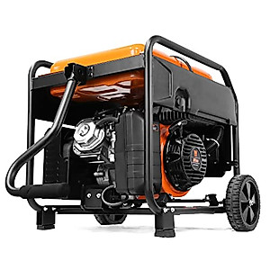 WEN GN625iX 6250-Watt RV and Transfer-Switch-Ready 120V/240V Open Frame Inverter Generator with CO Shutdown Sensor and Wheel Kit, Black/Orange