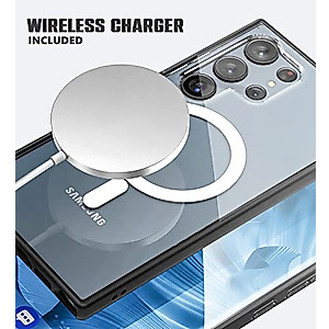 Encased 2-in-1 Magnetic Wireless Charger with Case for Samsung Galaxy S23 Ultra - MagSafe Compatible Charger is Included (2023 Ultra-6.8") Clear