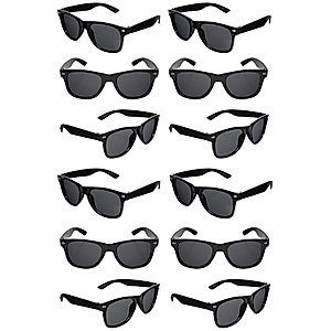 TheGag Black Sunglasses Bulk Party Favors 12 Pack Retro Black Sunglasses Exactly What You Are Looking For-Weddings-Men In Black Costume-Graduations Mardi Gras Bachelor Party Adult Kids