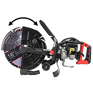 XtremepowerUS 16" Gas-Power Cutter Circular Saw Wet/Dry Concrete Saw Cutter 52CC 2-Stroke Engine with Water Line Guide Roller (w/Blade)