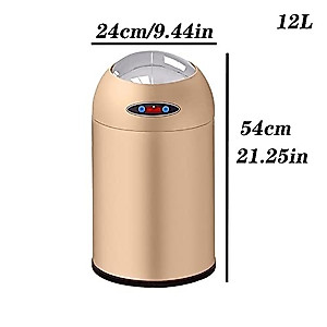 Garbage Can 8L/12L White Creative Intelligent Induction Trash Can Large-Capacity Garbage Storage Box Home Kitchen Living Room Study Bathroom Trash can ( Color : Gold , Size : 12L )