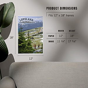 Lantern Press Loveland, Colorado, Trail Ridge and Hikers (12x18 Art Print, Travel Poster Wall Decor)