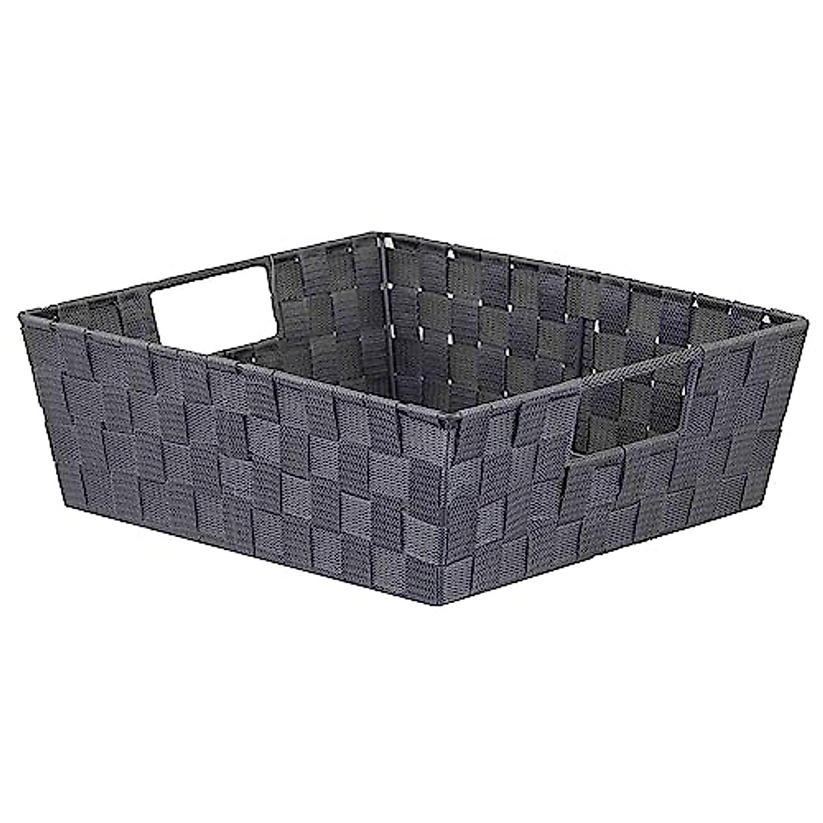 Home Basics Basket Non-Woven Strap BIN Gray LRG, Large, Grey
