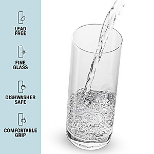 Highly Durable Drinking Glasses Set of 6, 14 Ounce Highball Glasses for Cocktails, Coffee Bar Accessories,Tall Cocktail Glasses, Collins Glasses, Beer Glass, Glass Cups for Iced Coffee, Glass Beer Mug