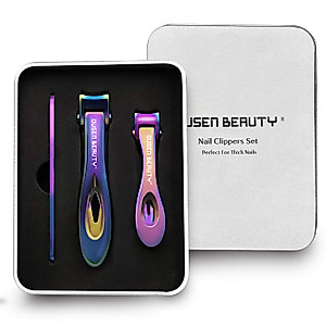 Nail Clippers for Thick Nails, Extra Wide Jaw Opening Nail Cutter for Hard Toenail, Stainless Steel Fingernail Big Toenail Trimmer with Nail File 3 Pcs Set for Large Toenail Seniors & Men & Women