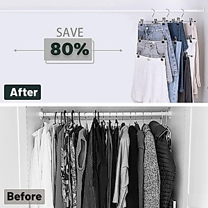 Lumigens Skirt & Pants Hangers with Clips,Stackable Space Saving Hangers,Hanging Closet Organizer and Storage,8PCS
