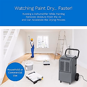 hOmeLabs Commercial Grade Dehumidifier - 160 Pint - Built-In Pump, Drain Hose, Washable Filter - Large Basements, Industrial/Commercial Spaces, Job Sites