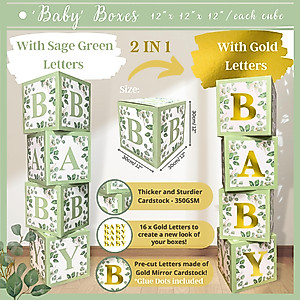 258 PC Sage Green Baby Shower Decorations, Gender Neutral Mint Balloons Garland and BABY Boxes, Welcome Baby Banner, Olive Green Baby Shower Decorations for Boy and Girl, Woodland Safari Jungle