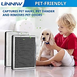 LINNIW 4 Pack MA-25 Replacement Filter Compatible with MA-25 3-in-1 Filters, True HEPA and Activated Carbon (2 Set, 4 Pack