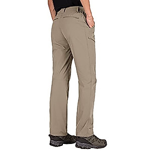 Shallowlulu Men's Cargo Hiking Pants Quick Dry Lightweight Waterproof Fishing Pants for Men with Multi Pockets for Camping Travel Work(Stone Khaki 32W/30L)