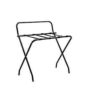 Kings Brand Furniture - Metal Foldable Luggage Rack, Suitcase Stand with Back, Black