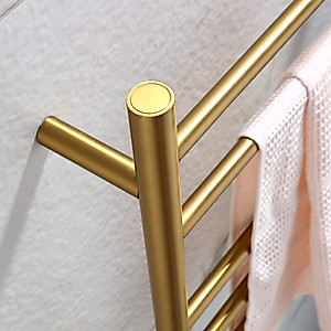 Towel Warmer Drying Rack, Electric Brushed Gold Heated Towel Rail Radiator for Bathroom, Wall Mounted Heated Towel Rack with On/Off Switch, 304 Stainless Steel, 600X520x125mm,Hardwired