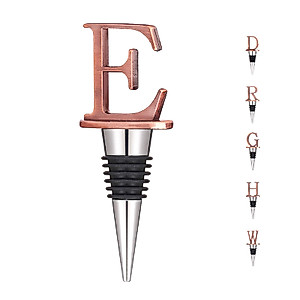 Wine Stoppers - Stainless Steel Letters Wine Stopper, Silicone Reusable Wine and Beverage Bottle Stopper, used for Bar, Kitchen, Holiday Party, Wedding Keep Wine Fresh (A)