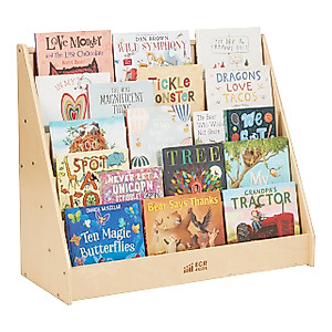 ECR4Kids Single-Sided Book Display, Classroom Bookshelf, Natural