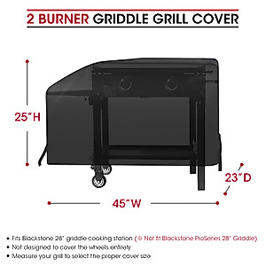 Unicook 28 Inch Griddle Cover for Blackstone and Nexgrill Cooking Station, Outdoor Flat Top BBQ Grill Cover with Sealed Seam, Heavy Duty Waterproof Fade Resistant, Black