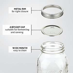kitchentoolz 64 oz Wide Mouth Mason Jars Half Gallon Mason Jars with Airtight Lids and Bands for Canning, Fermenting & Pickling - Made in USA Pack of 2