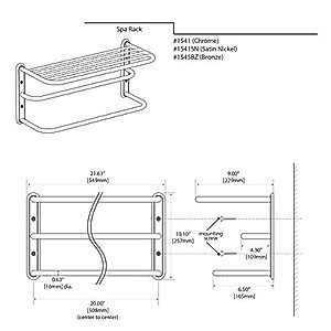 Gatco 1541SN 10-Inch by 20-Inch Towel Rack, Satin Nickel