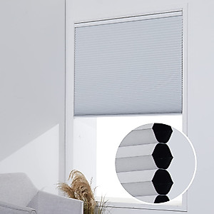 Persilux Cordless Blackout Honeycomb Window Shades, Room Darkening Blinds for Home - 23"W x 48"H, Easy Install