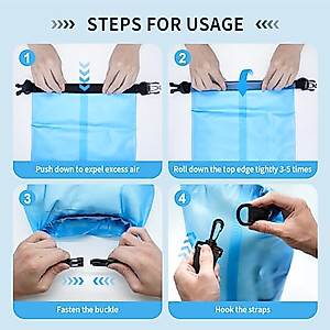 BACK KTCL Waterproof Dry Bag for Women Men,10L/15L Roll Top Lightweight Dry Storage Bag Backpack,Floating Sack with Waterproof Phone Case, Kayaking,Swimming, Camping, Hiking, Beach (Blue, 15L)