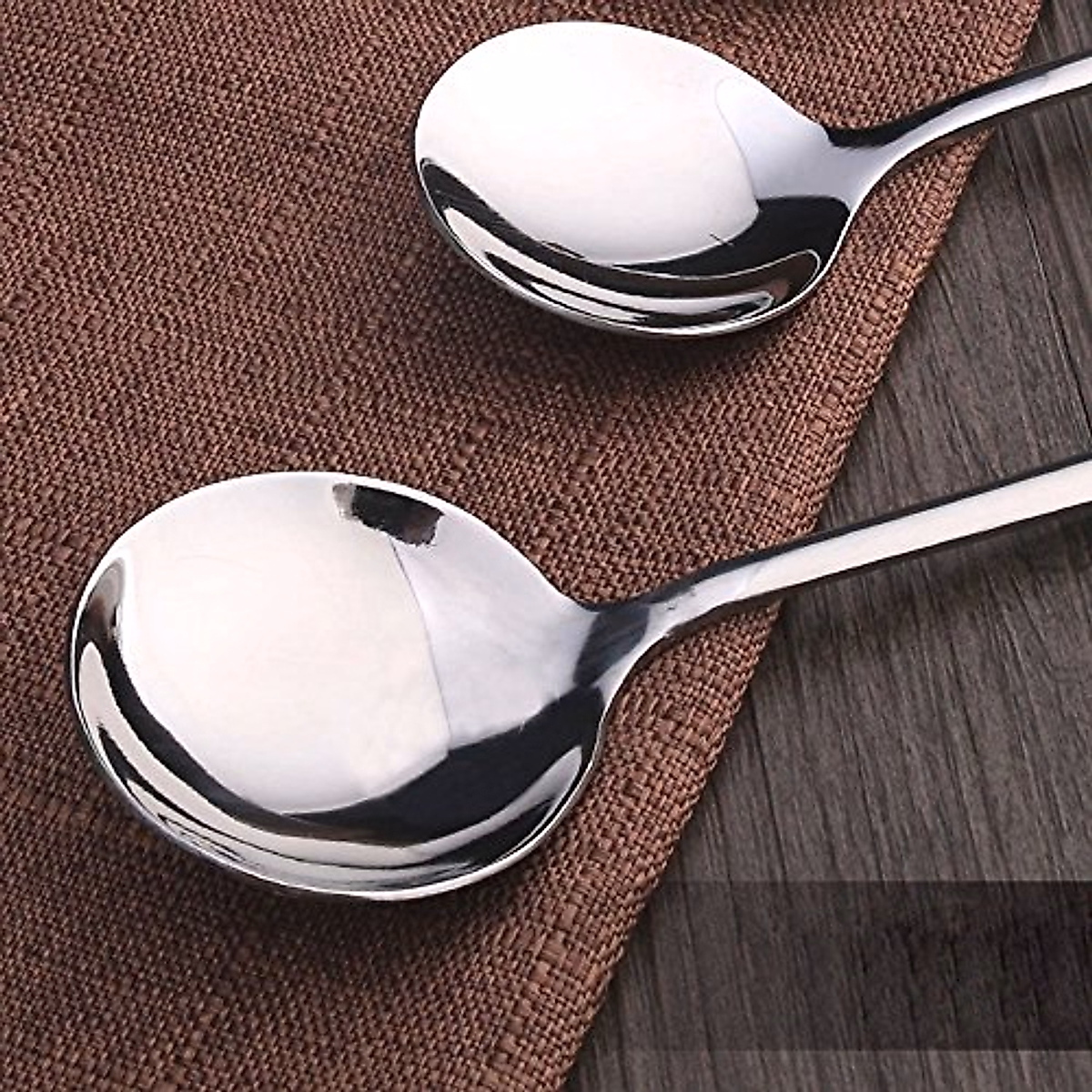 Soup Spoons, AmoVee Wholesale Stainless Steel Alpha Round Spoons, Set of 8
