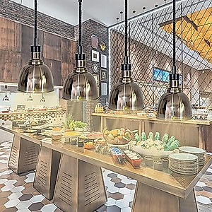 LINKANRUO Commercial Food Heat Lamp, 60-180cm Telescopic Food Warmer, Hanging Food Heating Lamp for Buffet and Hotel Kitchen, Restaurant Kitchen Equipmen Lamps(Silver)