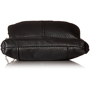 Leather Shoulder Bag Handbag Purse Cross Body Organizer Wallet Multi Pockets (Black)