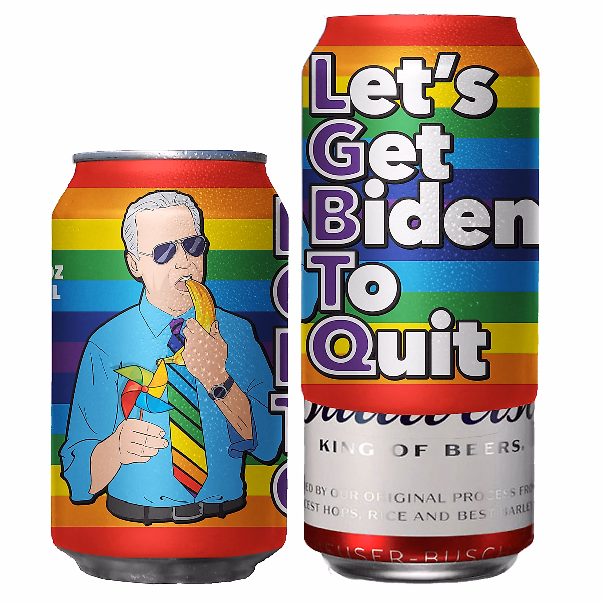 Beersy Silicone Sleeve Beer Can Cover - Insulated Can Sleeve - Novelty Disguise for Outdoors, Golf, Parties, Concerts, Tailgate - Hide a Beer To Look Like Soda, Fits 12 oz Can (Lets Get Biden To Quit)