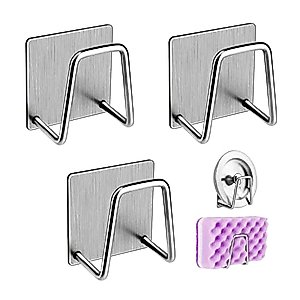 3pcs Kitchen Sink Sponge Holder Drain Rack ,Accessories Stainless Steel Waterproof Sponge Frame