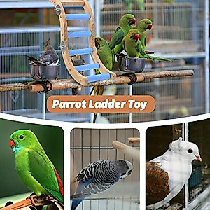 PATKAW Wooden Bird Ladder Toy Natural Wood Step Ladder Climbing Toys Bird Cage Accessories for Parakeets Parrots Cockatoo Lovebirds