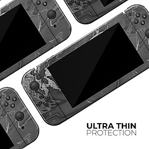 Design Skinz - Compatible with Nintendo Switch OLED Dock Only - Skin Decal Protective Scratch-Resistant Removable Vinyl Wrap Cover - Black & Silver Marble Swirl V7